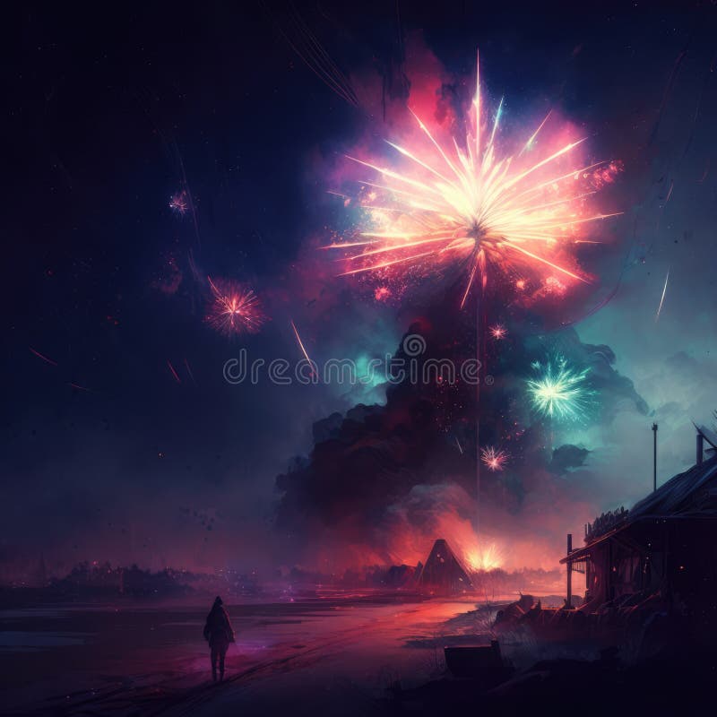 Exploding Multi Colored Flame Creates Abstract Futuristic Design ...