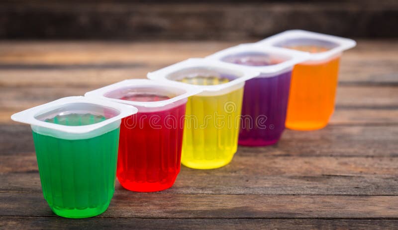 Multi Coloured Fruit Jelly in the Plastic Cups Stock Image - Image of ...