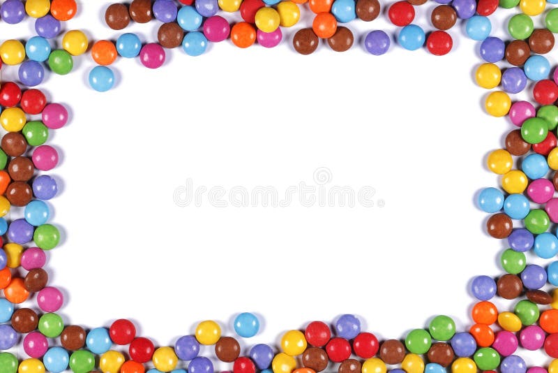 Multi Coloured Halloween Candy Sweet Border on White Stock Photo ...