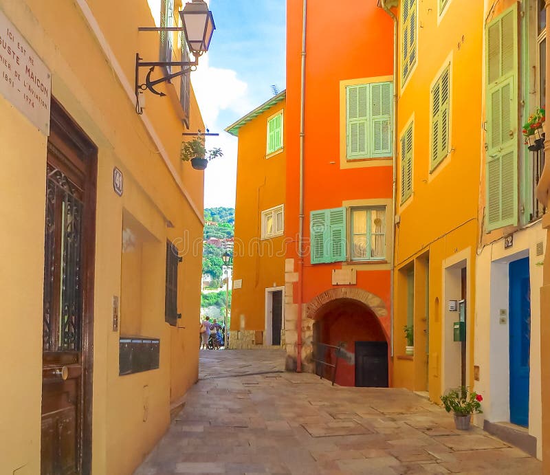 Orange Houses in France editorial stock photo. Image of orange - 126086583