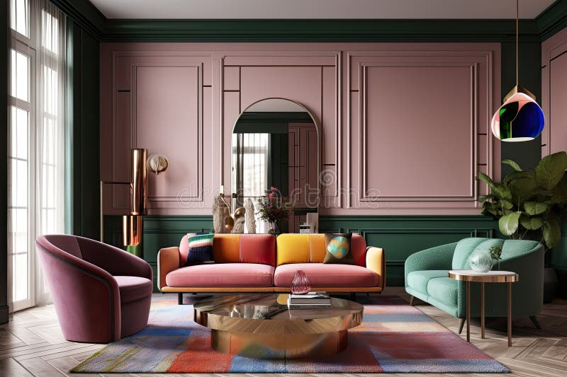 Multi-coloured Interiors with Bold Patterns and Textures Stock ...