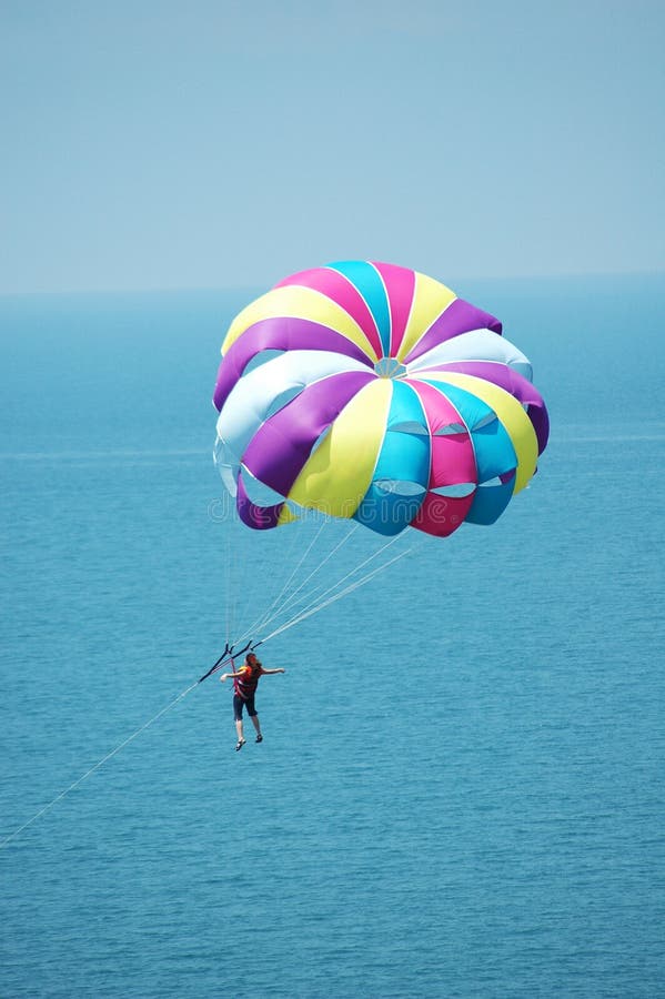 Multi Coloured Parachut E Over the Blue Sky Stock Image - Image of ...