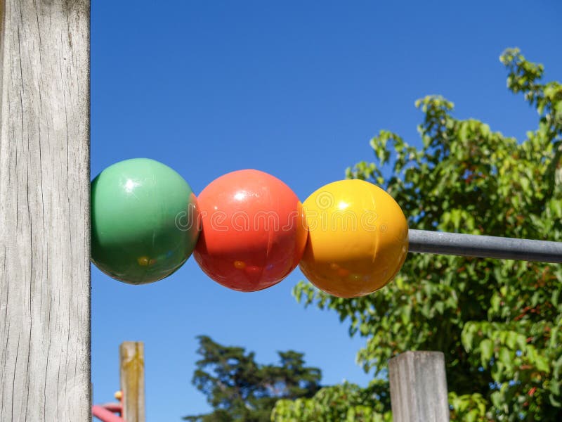Multi-coloured Playground Spheres on Rod for Children To Play Stock ...