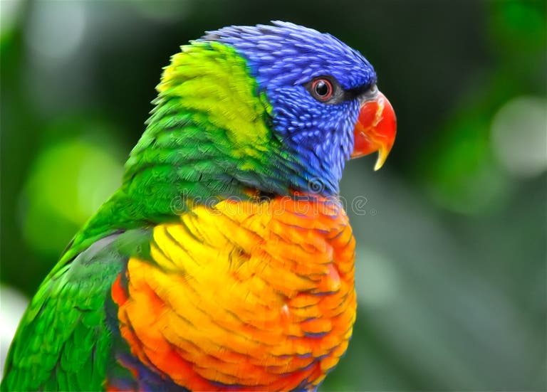 Multi-coloured Rainbow Parrot Portrait Stock Image - Image of ...