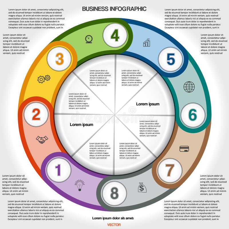 Multi-coloured Ring Numbered Template for Eight Positions Stock Vector ...