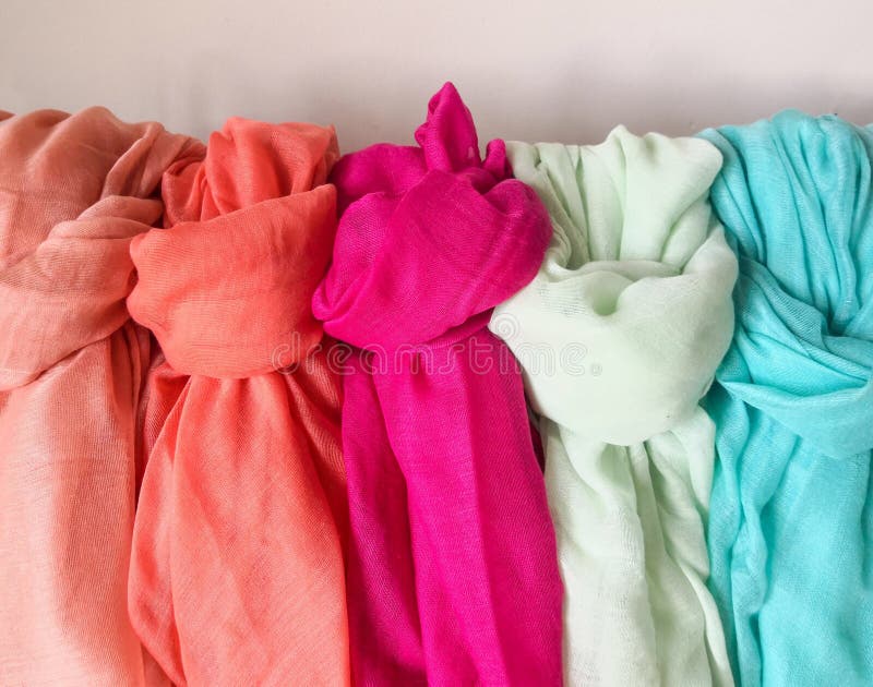 Multi coloured scarfs stock image. Image of fuchsia - 186570769
