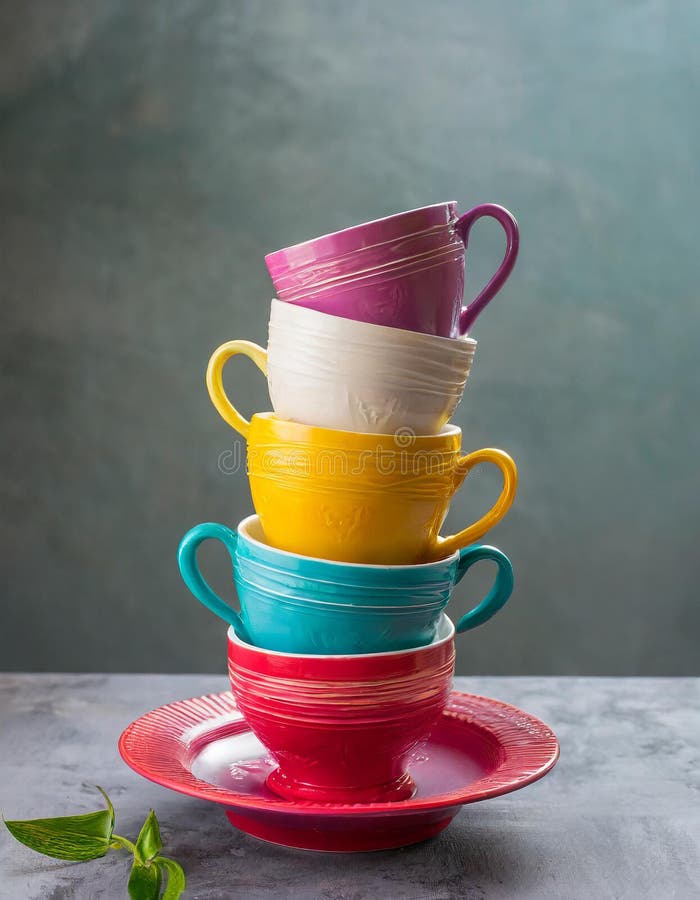 Multi- Coloured Stacking Cups Stock Photo - Image of design, stacked ...
