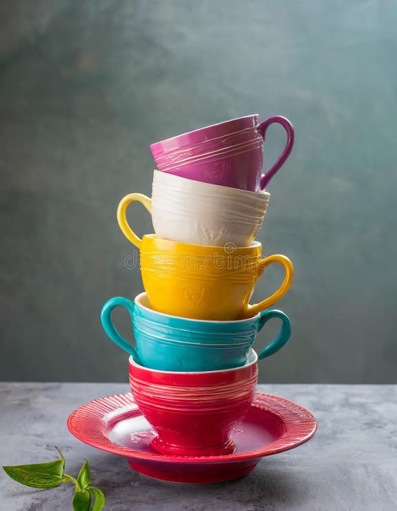 Multi- Coloured Stacking Cups Stock Photo - Image of design, stacked ...
