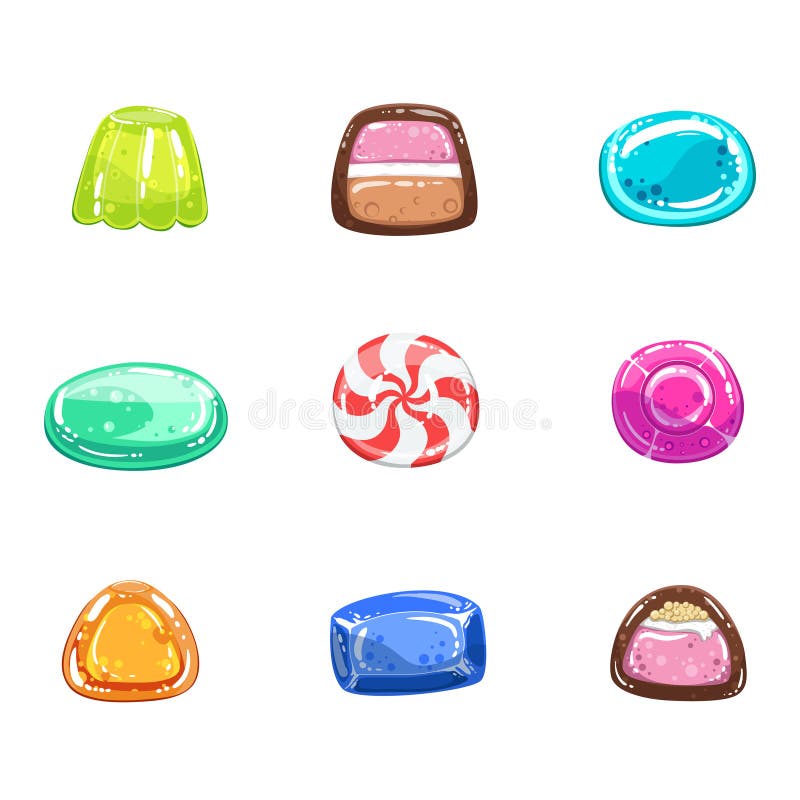 Multi-coloured Sweets Set stock vector. Illustration of collection ...