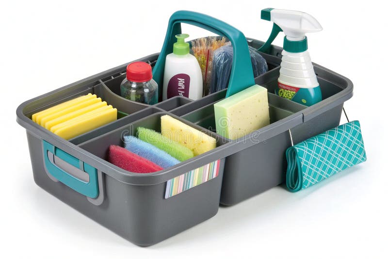 Multi-compartment Cleaning Caddy Stock Illustration - Illustration of ...