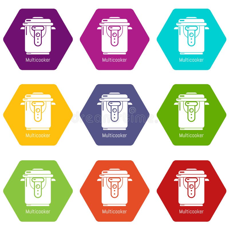 Multi Cooker Icons Set 9 Vector Stock Vector - Illustration of home ...