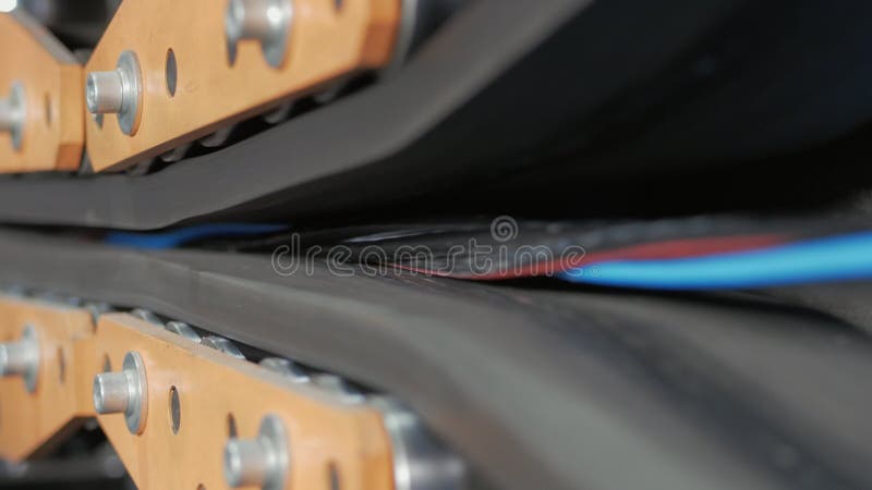 The Multi-core Cable in the Shell Moves Along the Conveyor Line. Stock ...