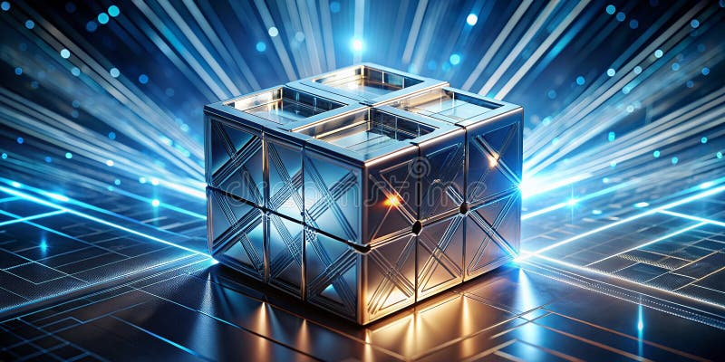 Multi Cornered Tech Cube Angular Metallic Surfaces with Shine Energy ...