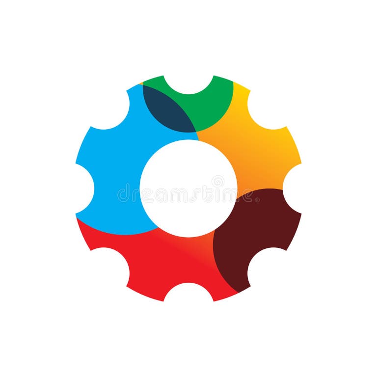 Full Color Gear Circle Logo Design Stock Illustration - Illustration of ...