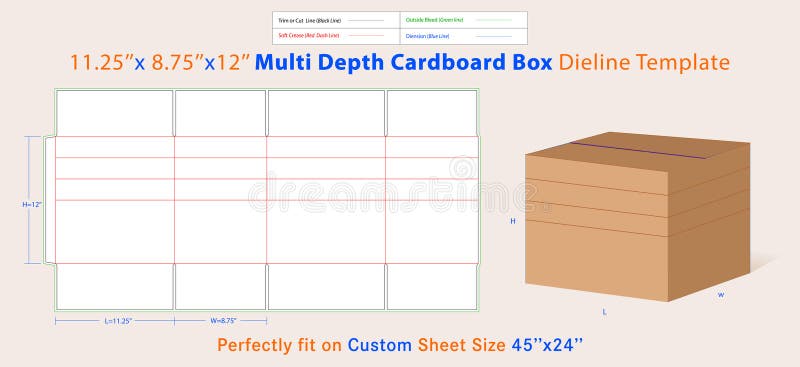 Multi Depth Corrugated Cardboard Box 11.25 L X 8 Stock Vector ...