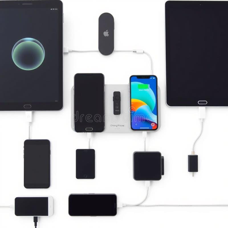 A Multi-device Charging Station, Featuring Multiple USB Ports Stock ...