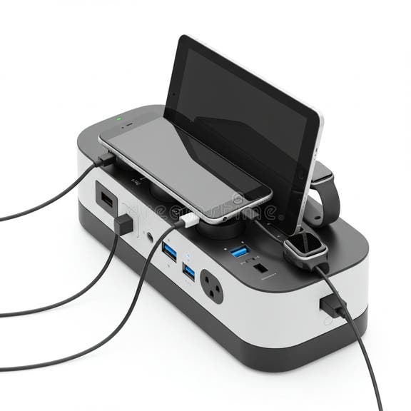Multi-device Charging Station with a Sleek, Rectangular Design Holds ...