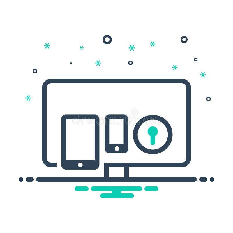 Mix Icon for Multi Device, Total and Security Stock Vector ...