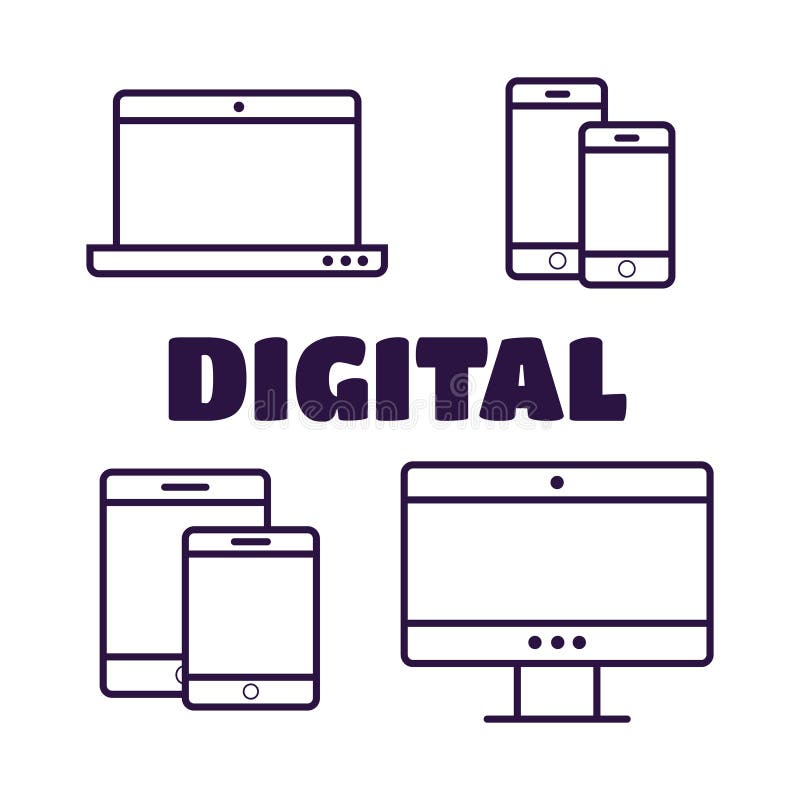 Multi Device Icons: Smartphone, Tablet, Laptop and Desktop Computer ...