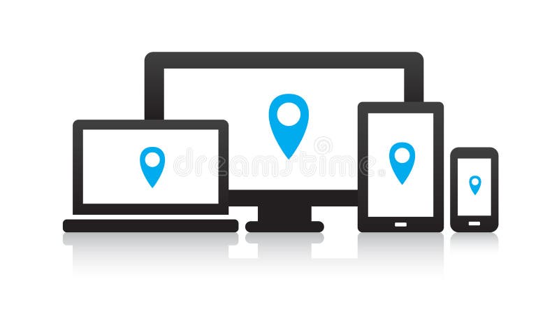 Multi-Device Location Icons Vector Stock Vector - Illustration of ...