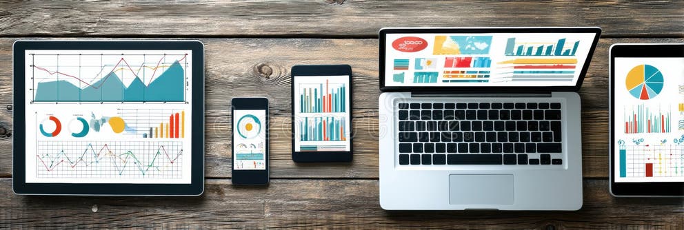 Multi-device Workspace with Tablet, Phone, and Laptop Displaying ...