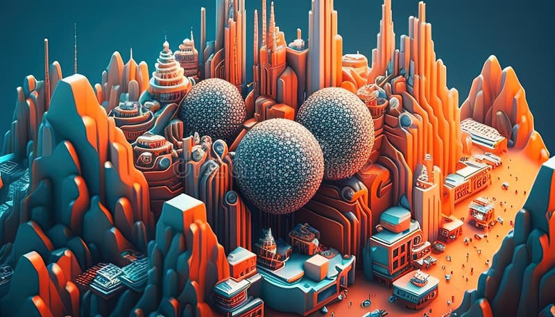 A Multi-dimensional Cityscape with an Exotic Concept, an Imaginative ...