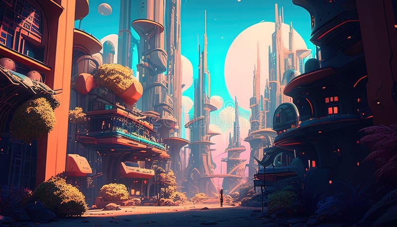 A Multi-dimensional Cityscape with an Exotic Concept, an Imaginative ...