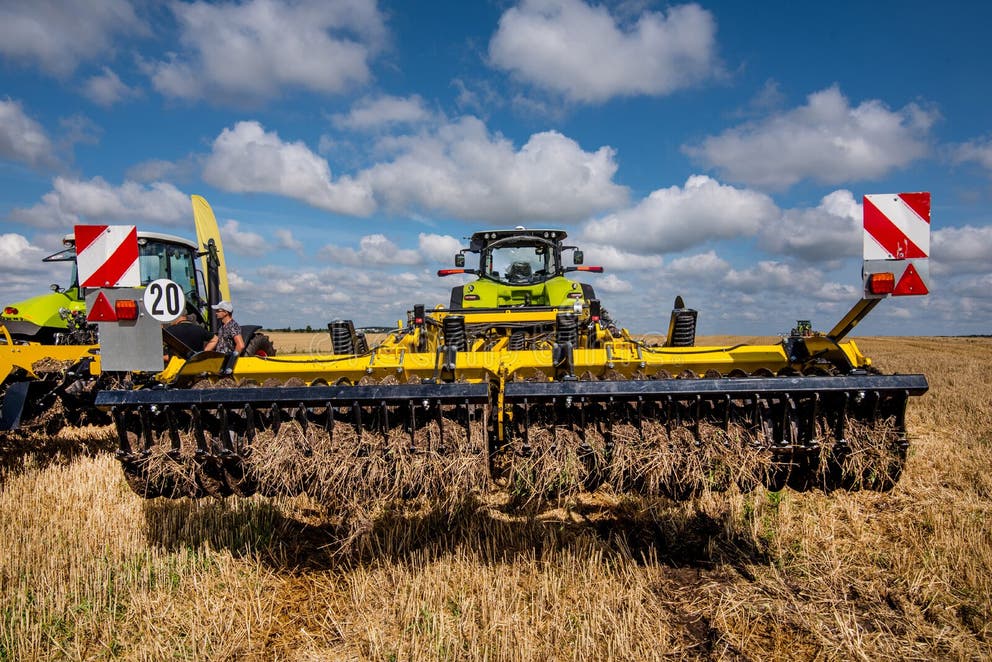 Multi-disc Cultivator, Tillage System with Tractor in Field Stock Image ...