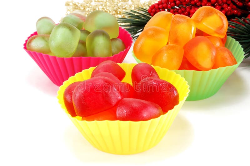 Doce De Fruta Colorido Em Um Recipiente De Vidro Foto de Stock - Imagem ...