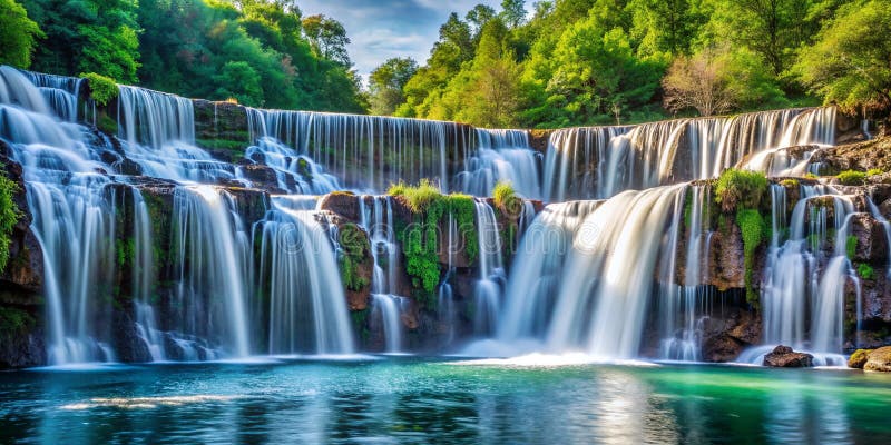 Multi Drop Waterfall in America Generative AI Stock Illustration ...