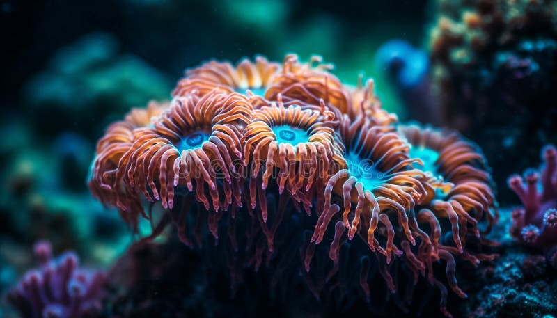 Multi Ed Fish Swim in Beautiful Coral Reef Generated by AI Stock ...