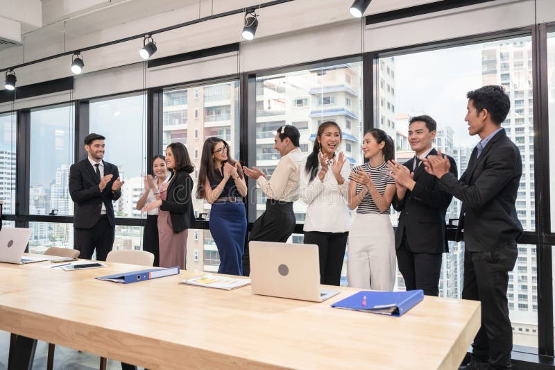 Multi Ethnic Business Group Clapping Hands of Successful after Business ...