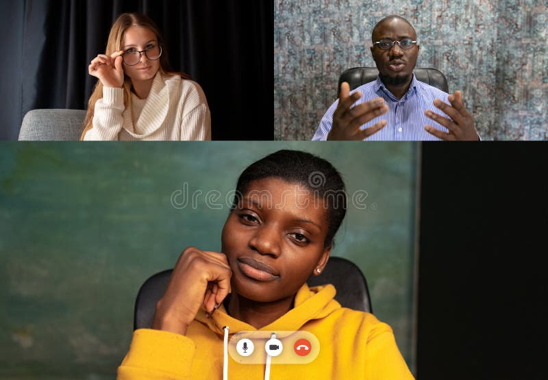 Team Working by Group Video Call Share Ideas Brainstorming Use Video ...