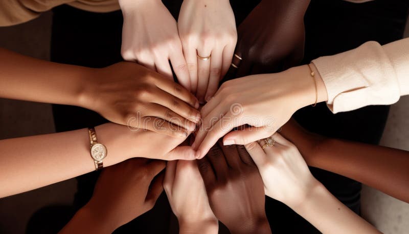 Multi Ethnic Group Celebrates Success, Holding Hands in Solidarity ...