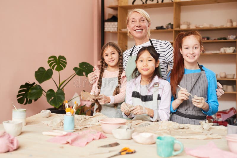 Pottery Workshop for Children Stock Image - Image of group, creativity ...