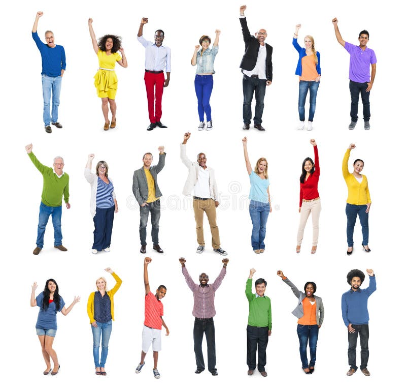 Multi-Ethnic Group of People Arms Raised Stock Photo - Image of ...