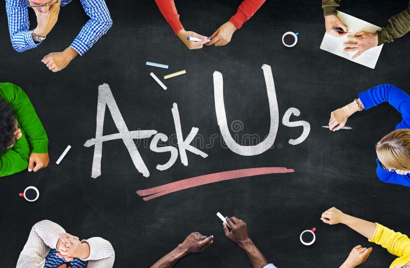 Multi-Ethnic Group of People and Ask Us Concept Stock Image - Image of ...