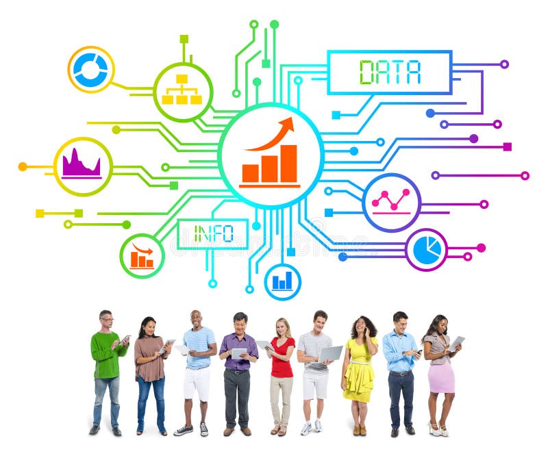 Multi-Ethnic Group of People and Data Concepts Stock Image - Image of ...