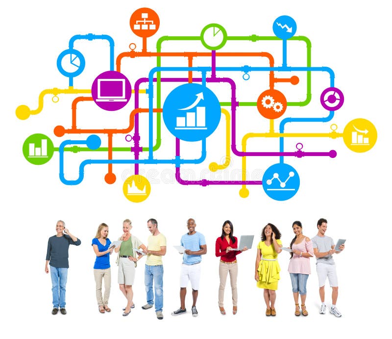Multi-Ethnic Group of People and Data Concepts Stock Image - Image of ...