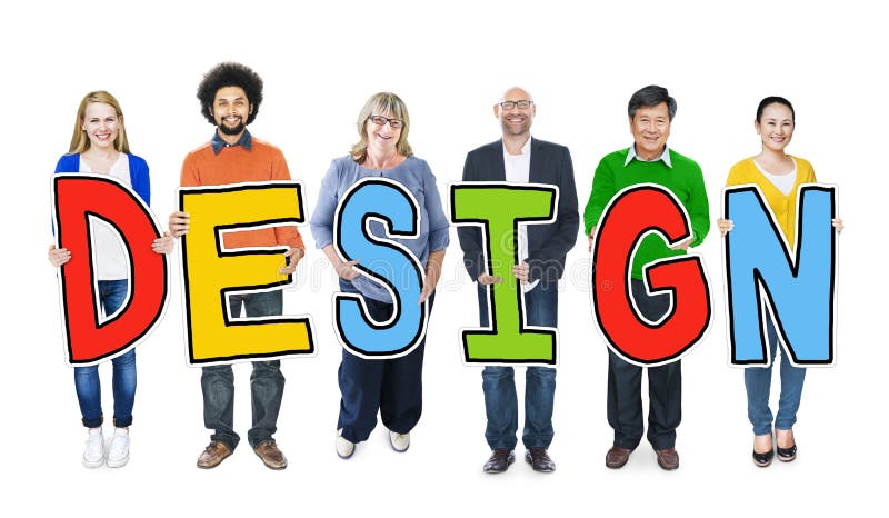 Multi-Ethnic Group of People Holding Word Design Stock Image - Image of ...