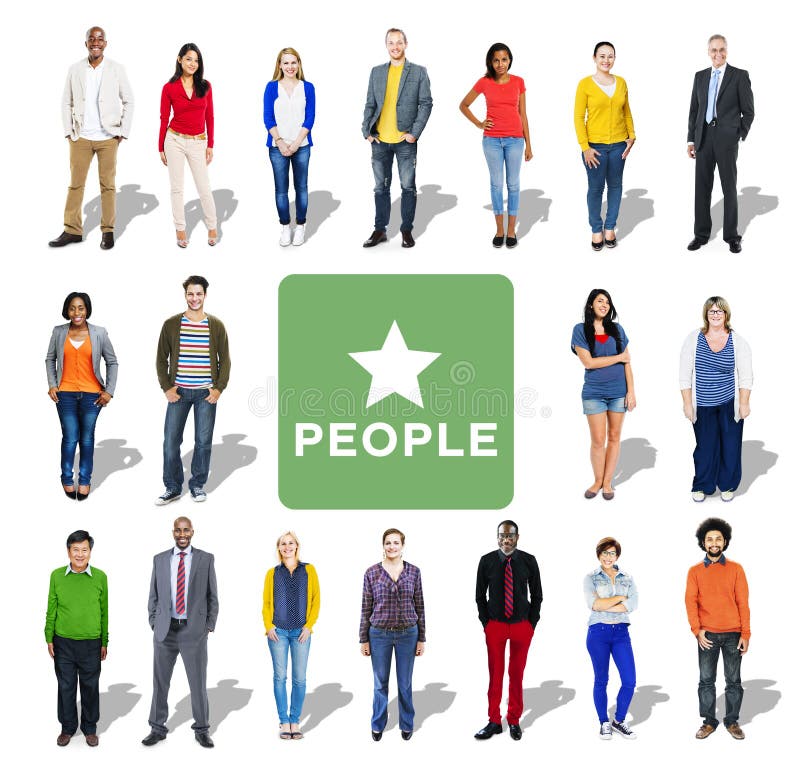 Diverse Multi-Ethnic Group of People in a Row Stock Illustration ...