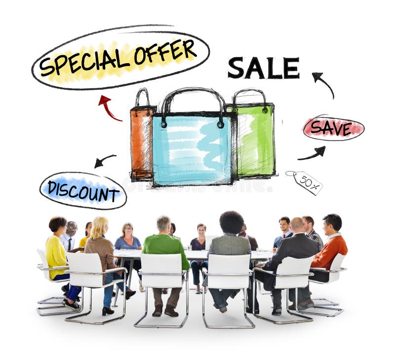 Multi-Ethnic Group of People and Sale Concept Stock Image - Image of ...