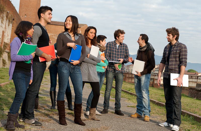 Multi-Ethnic Group of Students Stock Image - Image of casual, playing ...