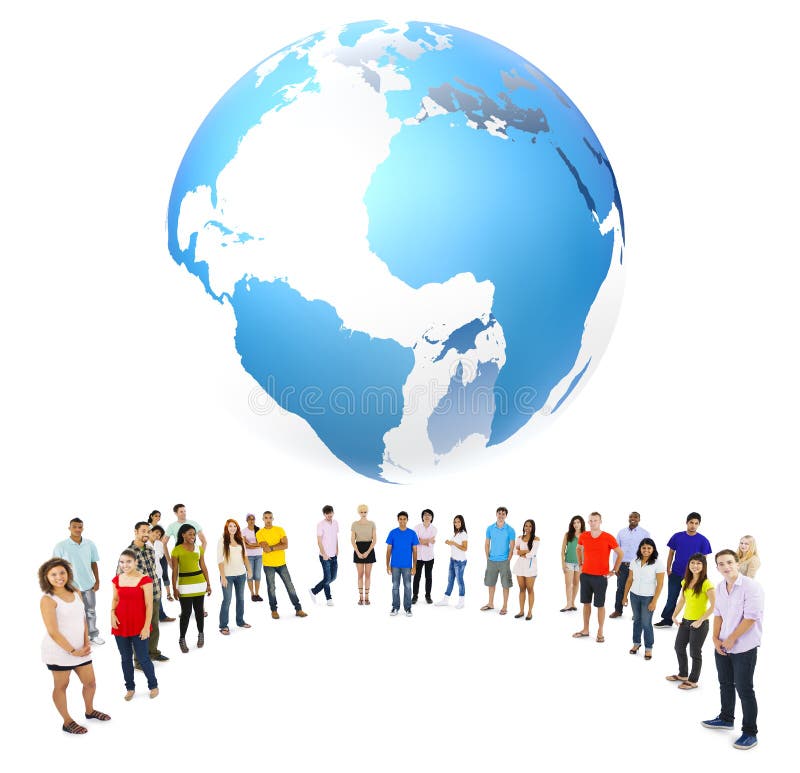 Multi-Ethnic Group of Young Adult Standing in Curve Stock Illustration ...