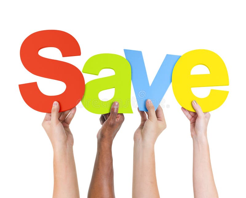 Multi-Ethnic Hands Holding the Word Save Stock Image - Image of multi ...