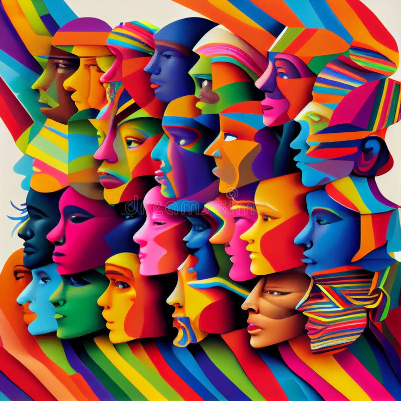 Multi-ethnic People with Different Colors. Diversity, Independence and ...