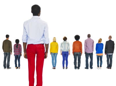 Multi-Ethnic People Turned Back and a Man Left Behind Stock Photo ...