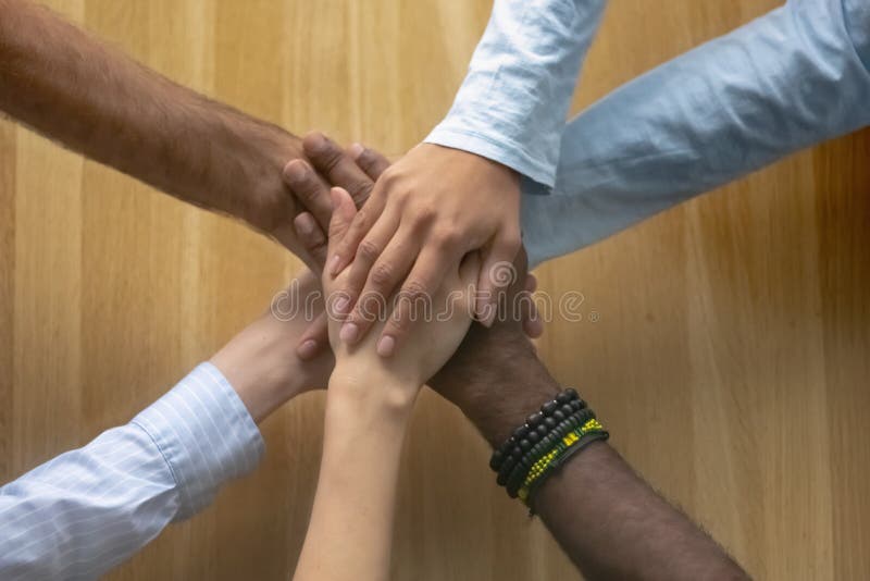 Multi Ethnic Team Business People Stack Hands As Teamwork Concept Stock ...