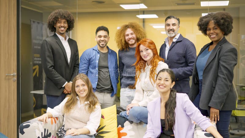 Multi-ethnic Team of Coworkers Smiling at Camera Stock Image - Image of ...
