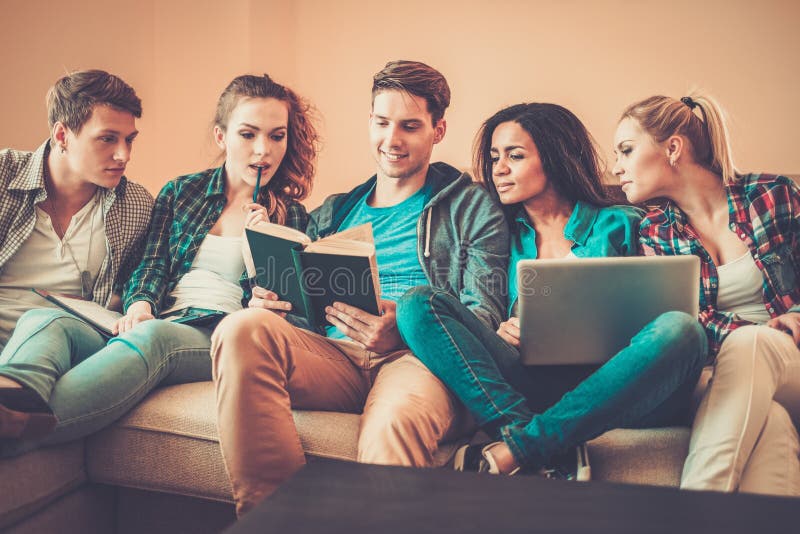 Multi Ethnic Young Students Preparing for Exams Stock Image - Image of ...